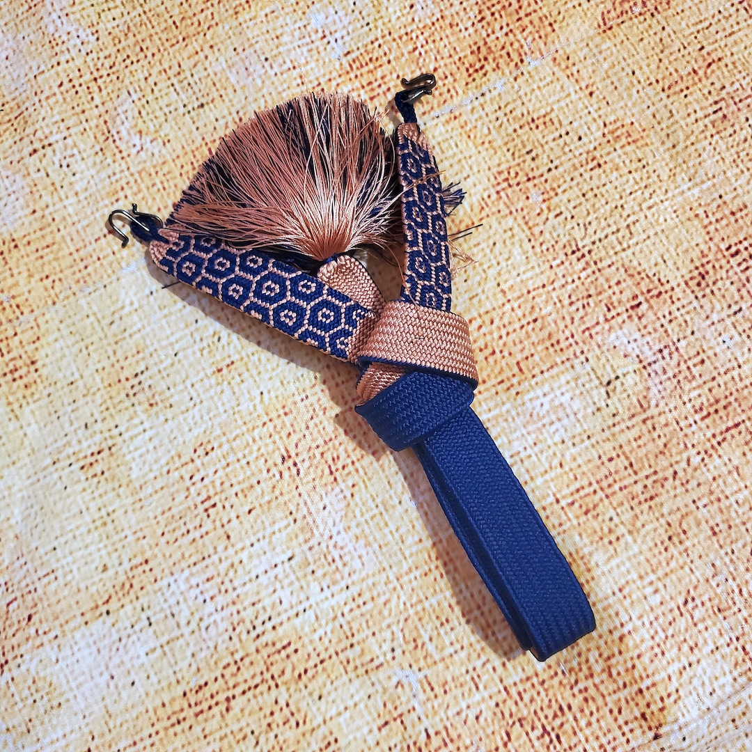 Haorihimo Mens Haori Himo, Rare Dark Blue Gold Kikko Pattern, Vintage Japanese Silk Jacket Cord ...