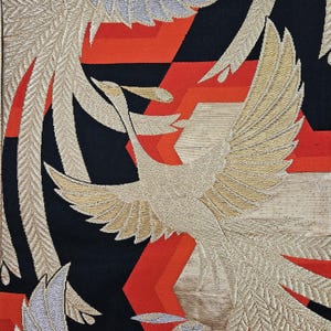 Stunning Vintage Japanese Silk Fukuro Obi, Phoenix Birds Taisho Kimono ...
