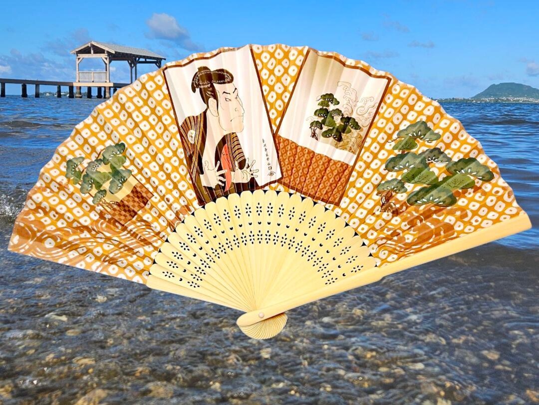 Japanese Samurai Warrior Folding Fan, Ukiyo-e Art Bamboo Sensu, Costume ...