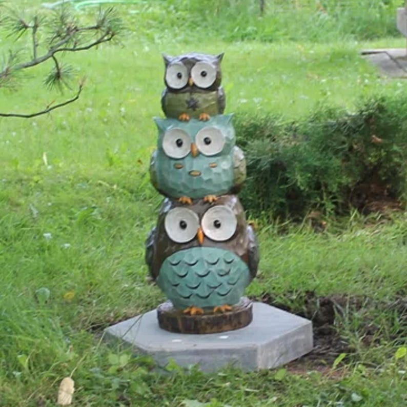 17.75 In. H Stacking Owls Sculpture Statue, Animal Statue, Owls Statue ...