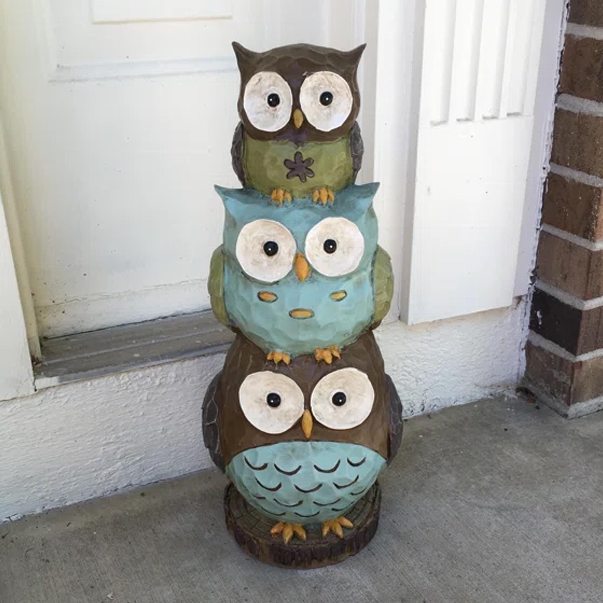 17.75 In. H Stacking Owls Sculpture Statue, Animal Statue, Owls Statue ...