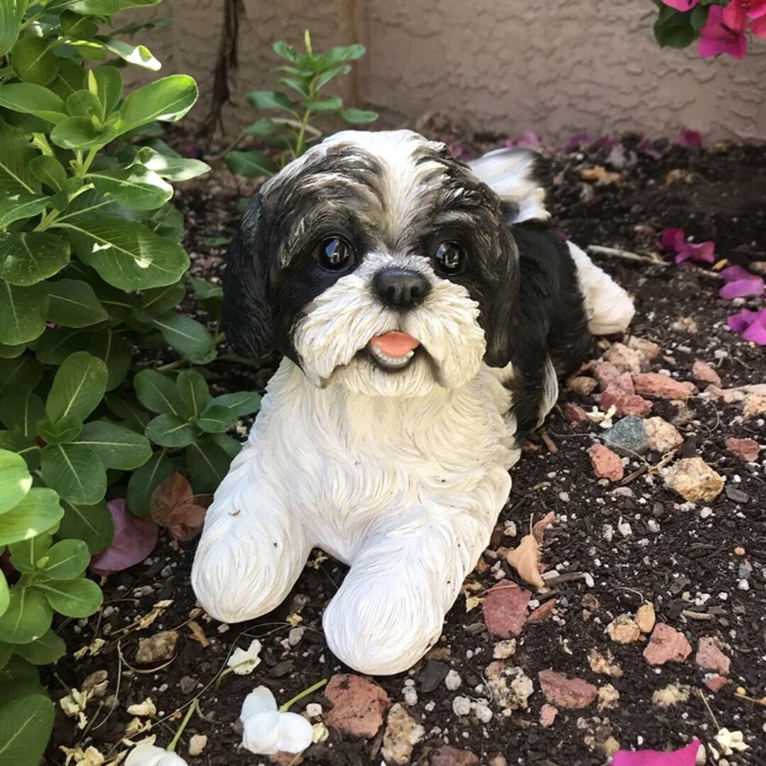 Shih Tzu Lying Down Statue, Shih Tzu, Animal Statue, Shih Tzu Statue ...