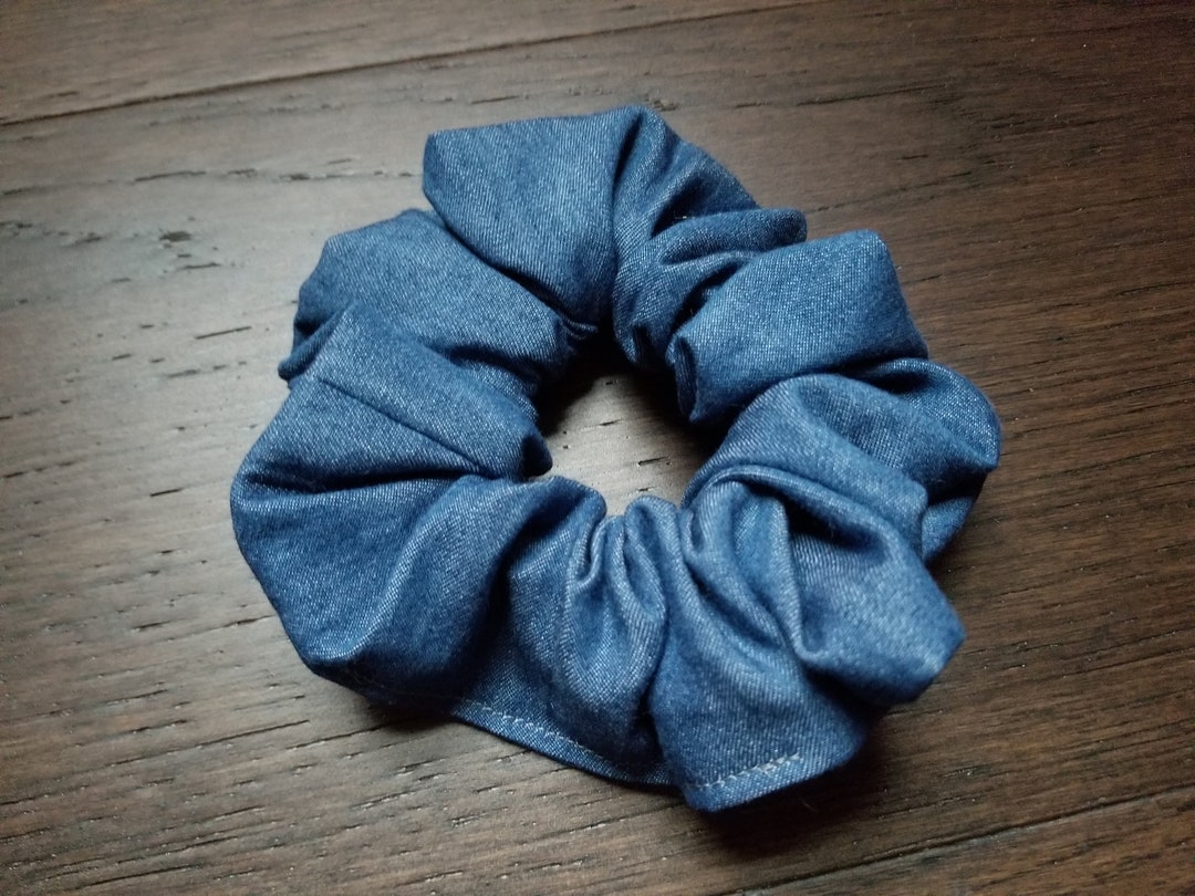 Hair Scrunchie, Blue Scrunchie, Chambray Fabric Scrunchie, Denim Color ...