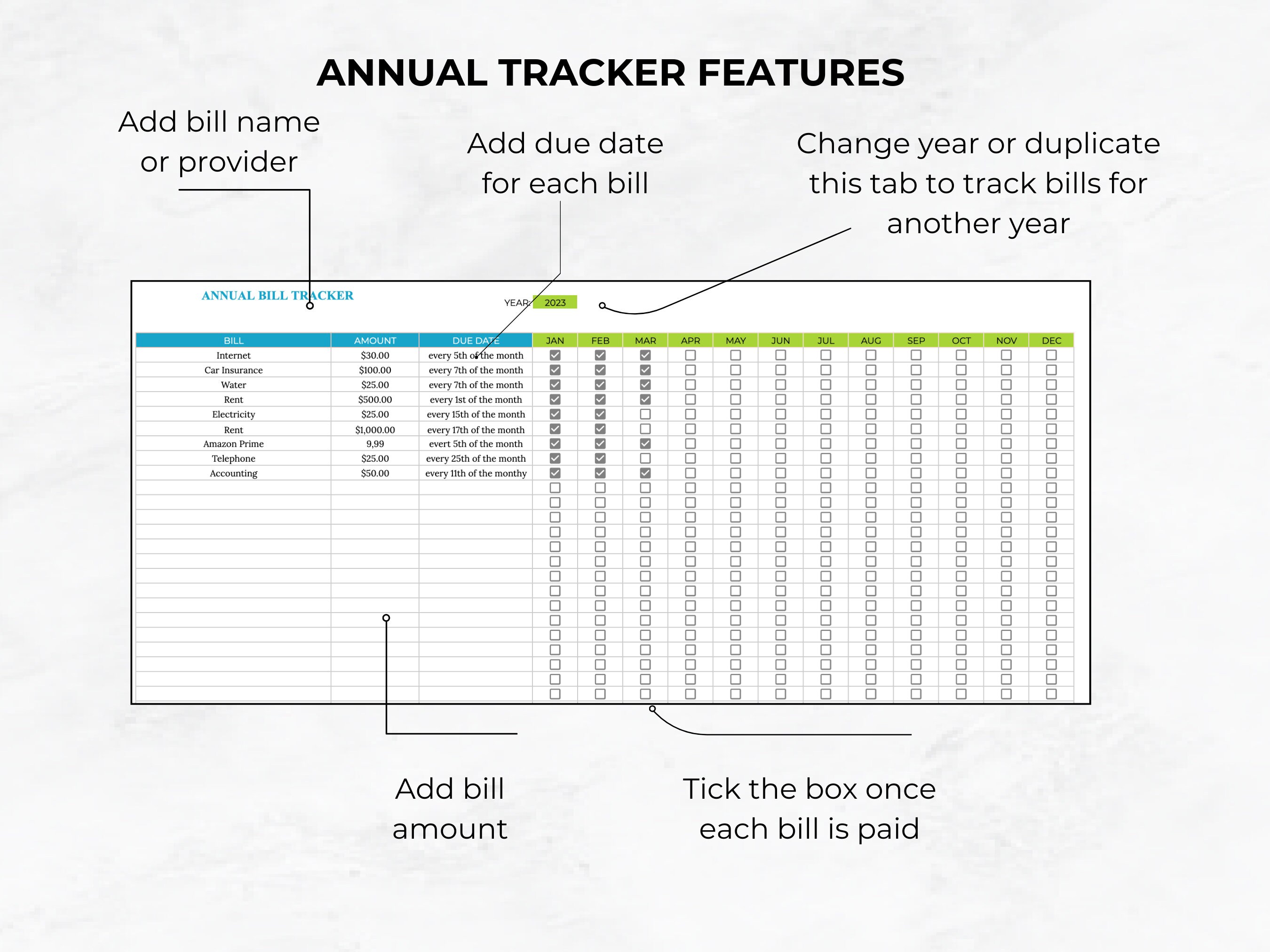 Bill Tracker, Bill Spreadsheet, Bill Organizer, Bill Organization, Bill ...