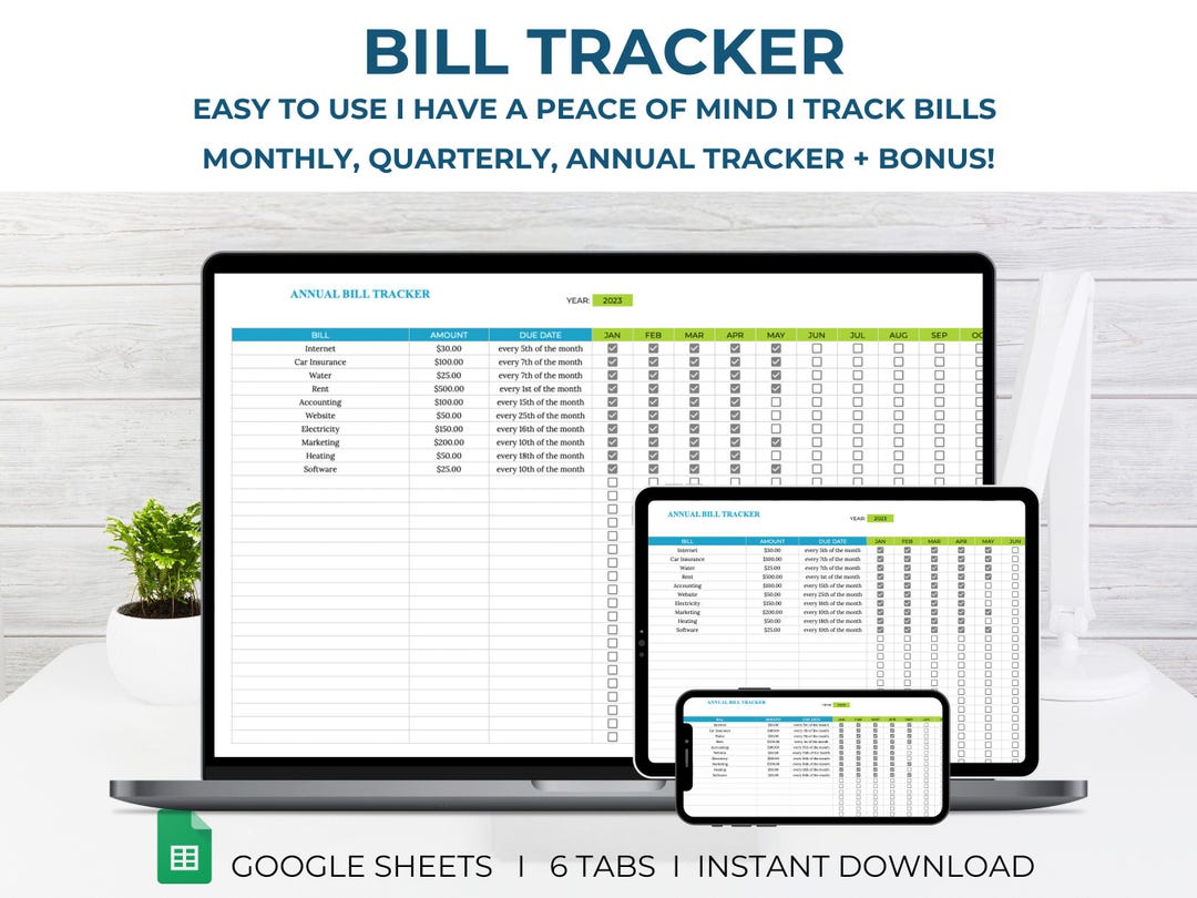 Bill Tracker, Bill Spreadsheet, Bill Organizer, Bill Organization, Bill ...