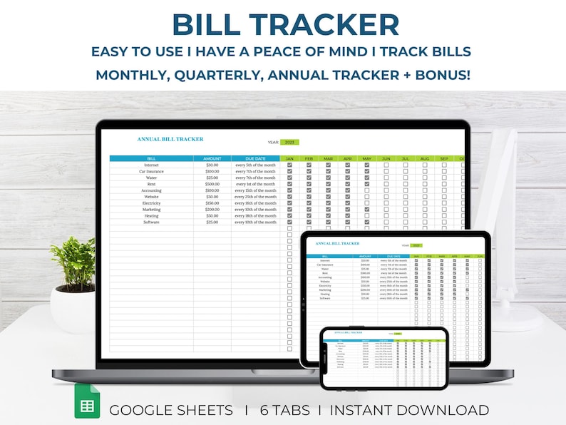 Bill Tracker, Bill Spreadsheet, Bill Organizer, Bill Organization, Bill ...