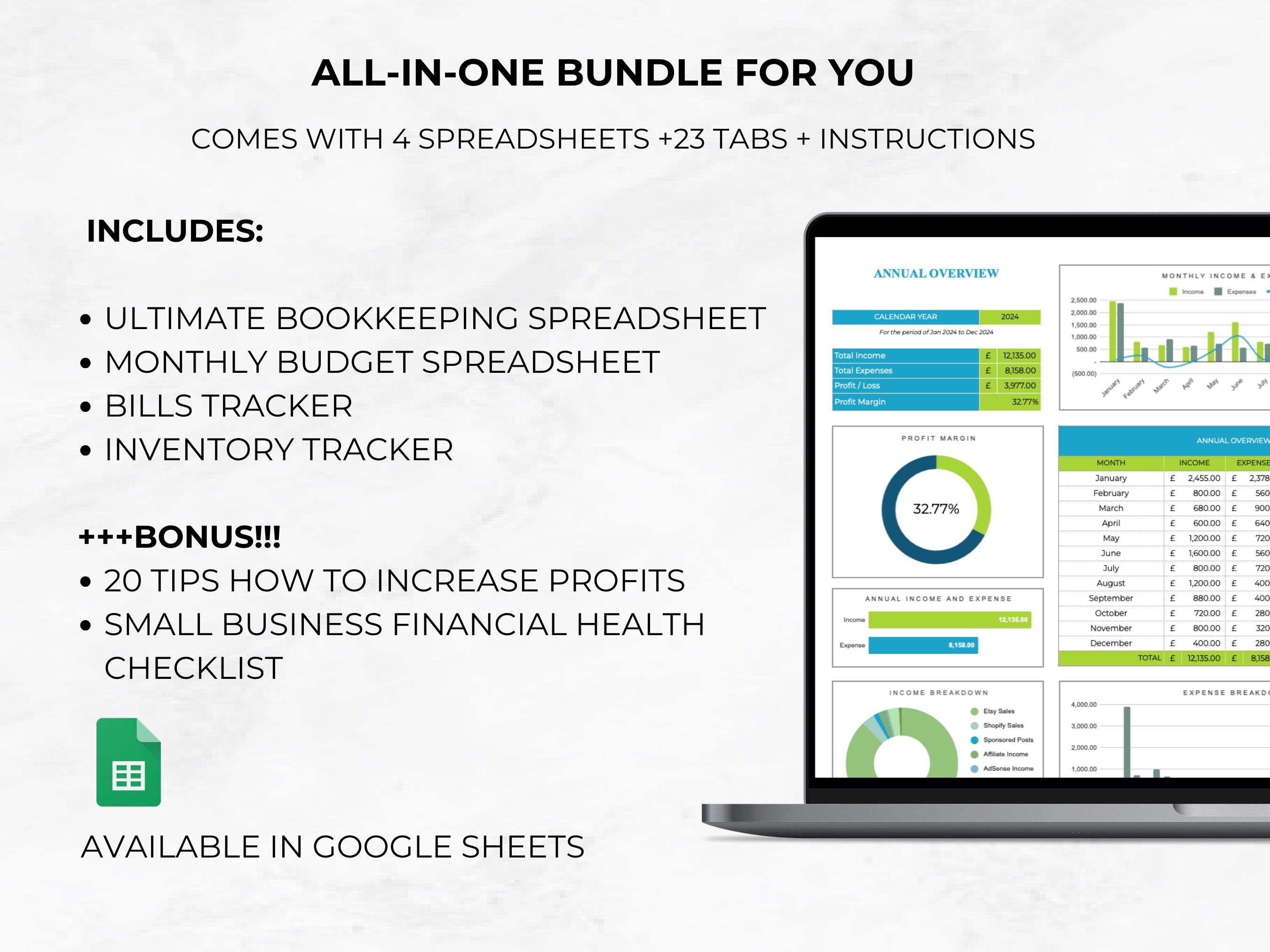 Small Business Bundle Bookkeeping, Bookkeeping Google Sheets, Business ...