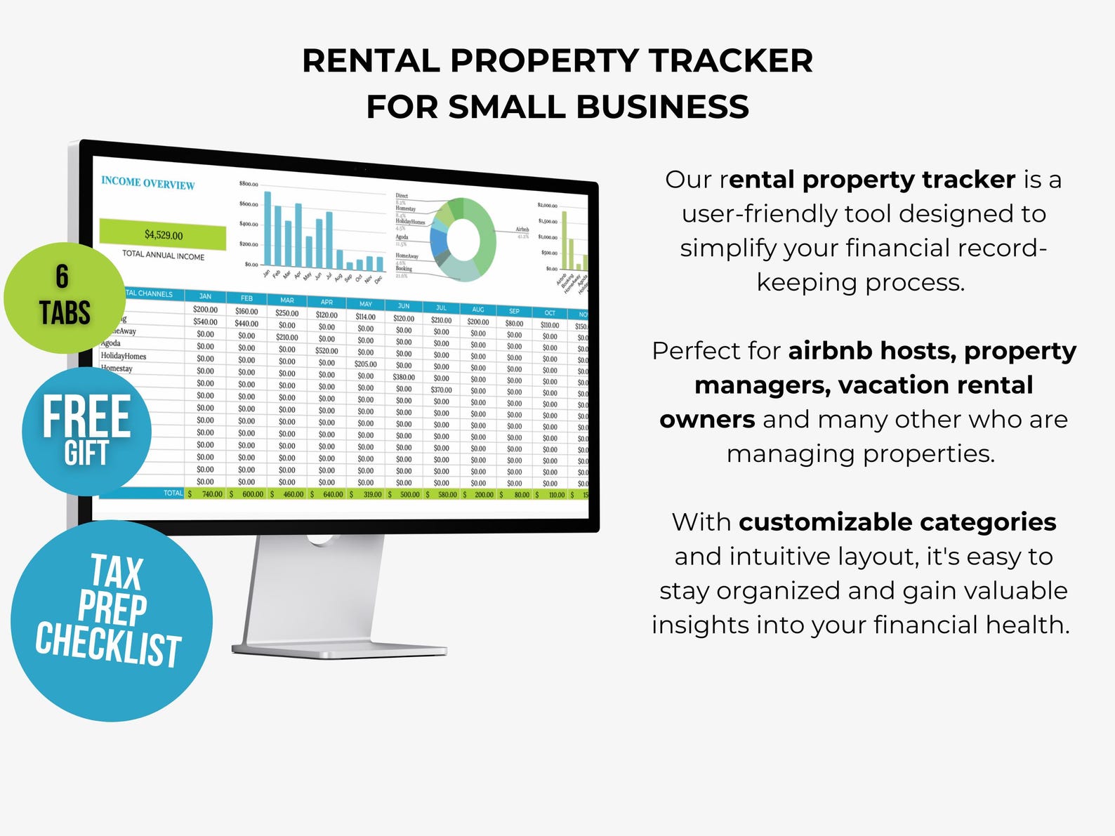 Rental Property Tracker, Airbnb Tracker, Property Spreadsheet, Property ...