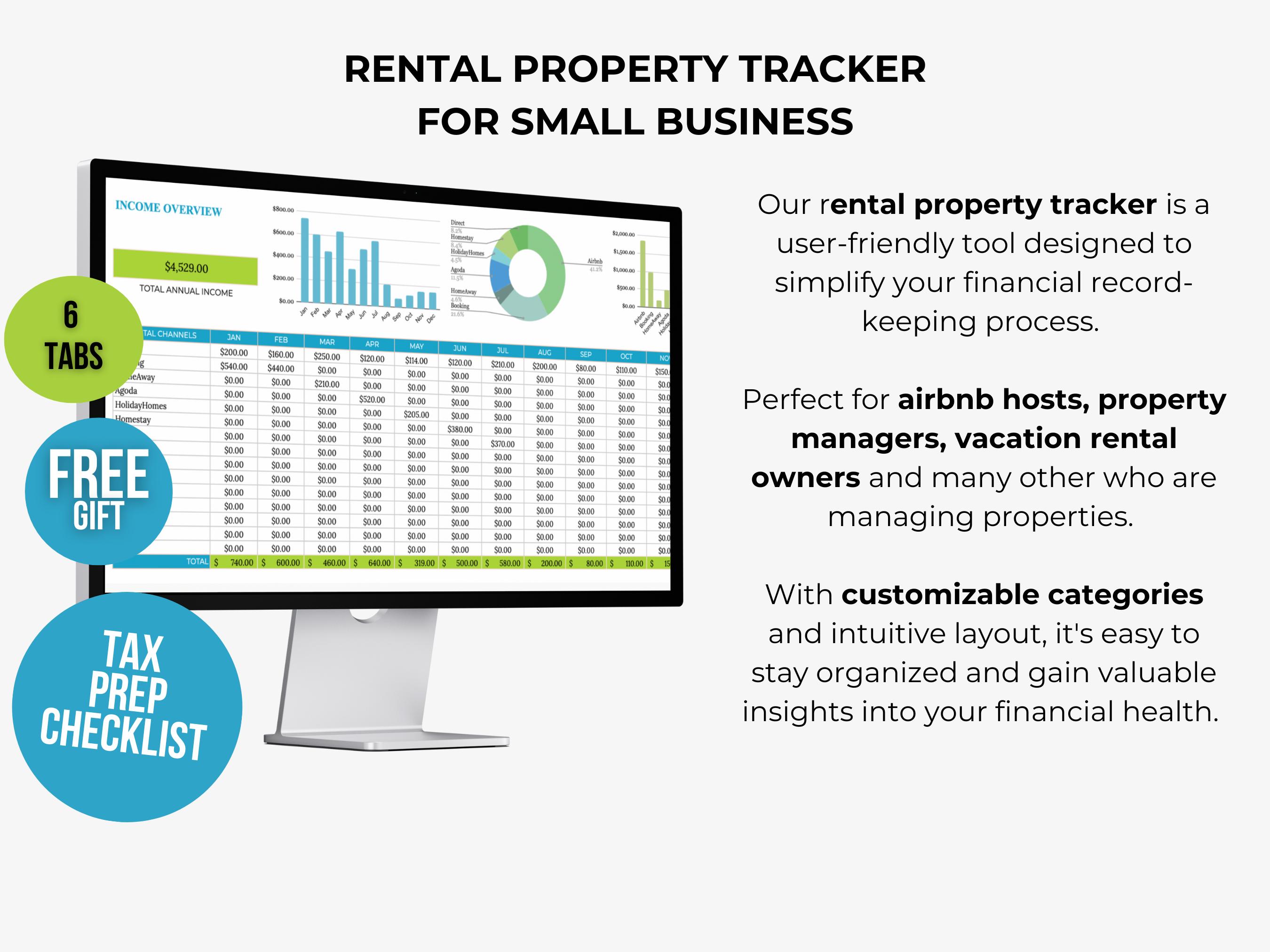 Rental Property Tracker, Airbnb Tracker, Property Spreadsheet, Property ...