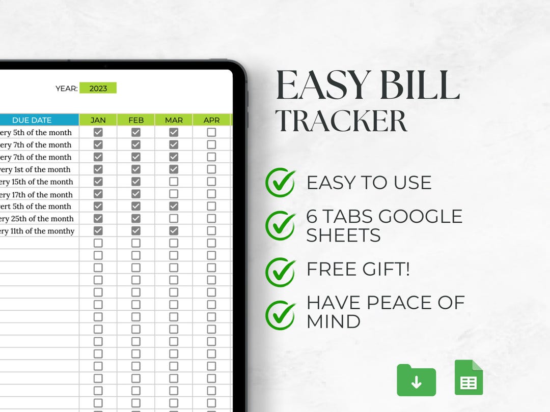 Bill Tracker, Bill Spreadsheet, Bill Organizer, Bill Organization, Bill ...
