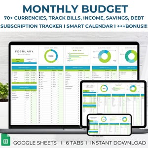 Monthly Budget Tracker, Monthly Finance Tracker, Financial Goal Tracker ...