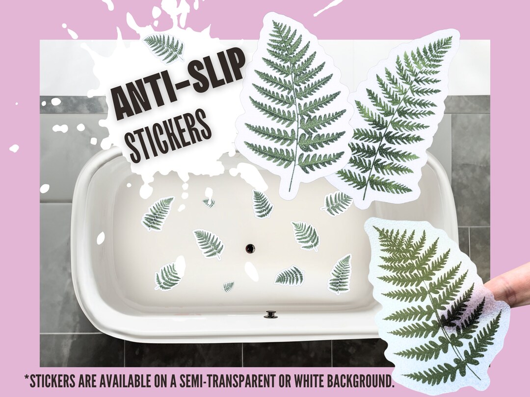 ANTI-SLIP STICKERS, 10 Pcs Leaf Fern Decals, Alternative to Bath Mat ...