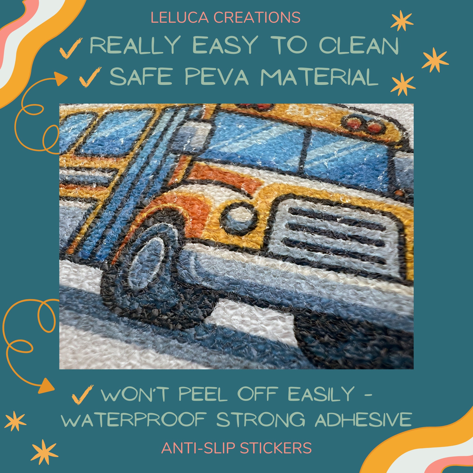 ANTI-SLIP STICKERS, 16 Cute Montessori Vehicles Decals, Alternative to ...