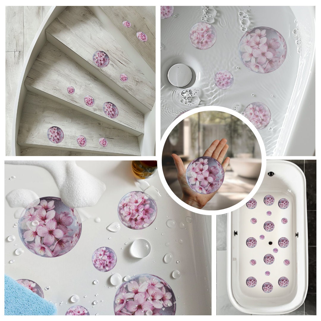 ANTI-SLIP STICKERS, 18 Pcs Water Bubble Cherry Blossoms, Alternative to ...