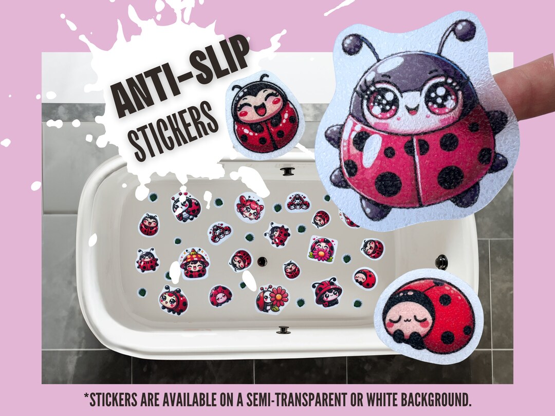 ANTI-SLIP STICKERS, 32 Pcs Cute Kawaii Ladybug Adhesives, Alternative ...