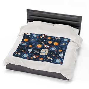 Kid Space Blanket Rocket Blanket Moon Sun Stars Throw Blanket Planets ...