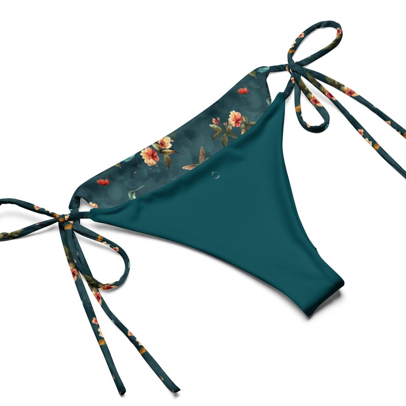Hummingbird Bikini Floral Bikini Teal Vintage Bathing Suit Bohemian ...