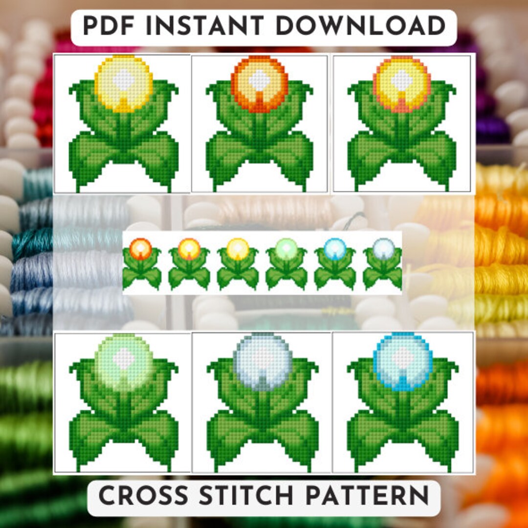 Legend of Zelda Cross Stitch PDF - Piko Bloom Rainbow Pattern - Minish ...