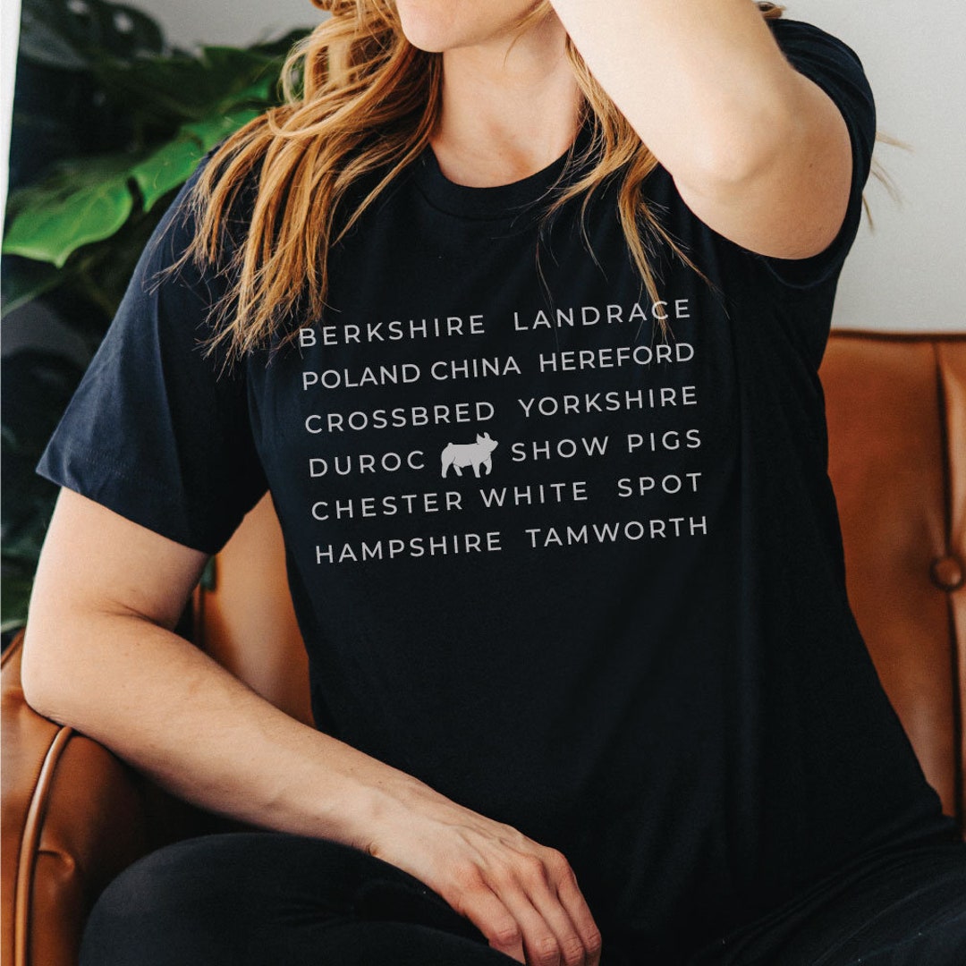 Livestock Show Pig Breeds Tee Farm Animal Gift Idea for Swine ...