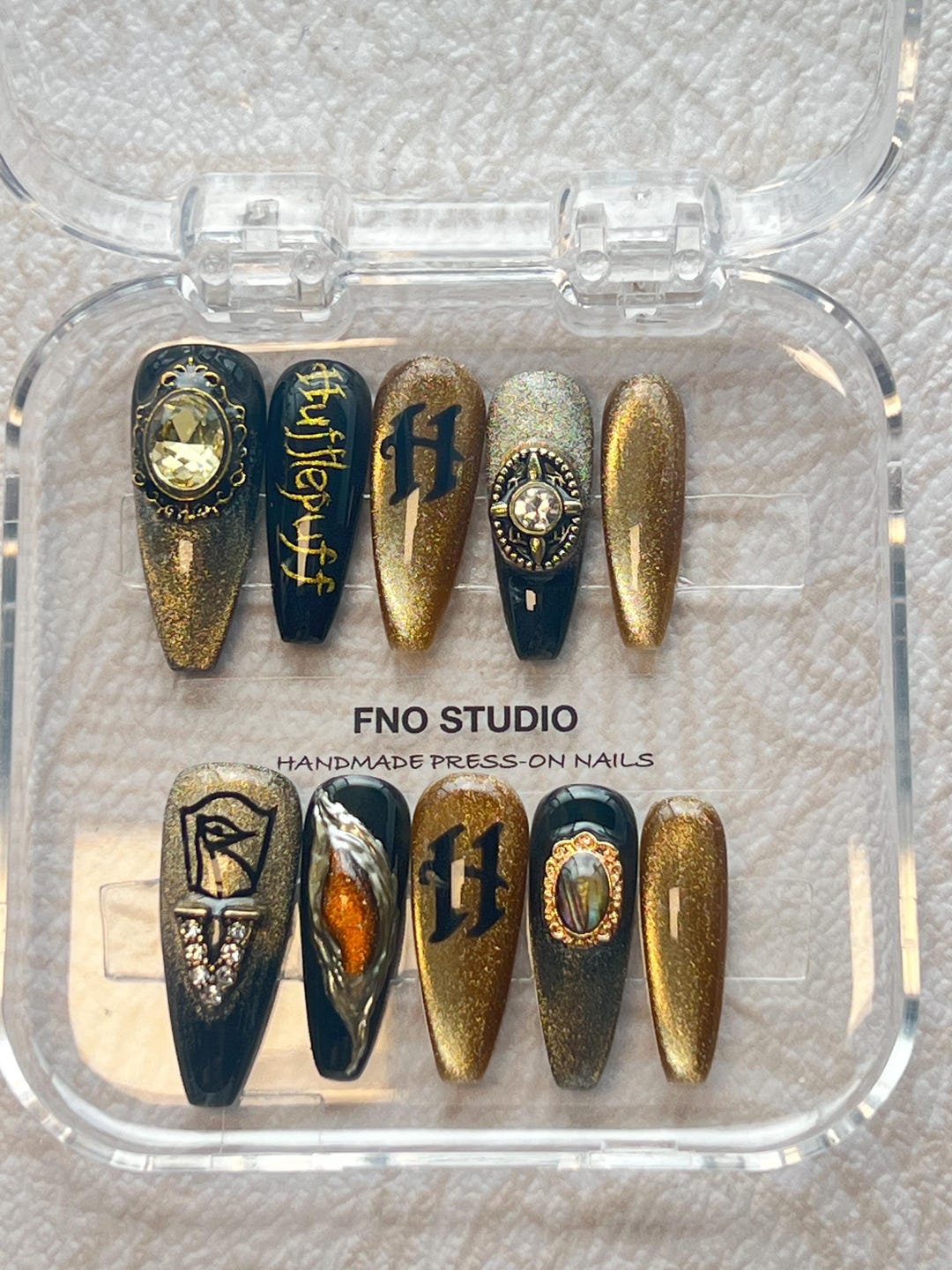 Handmade Harry Potter Hufflepuff Press on Nails, Coffin Long - Etsy
