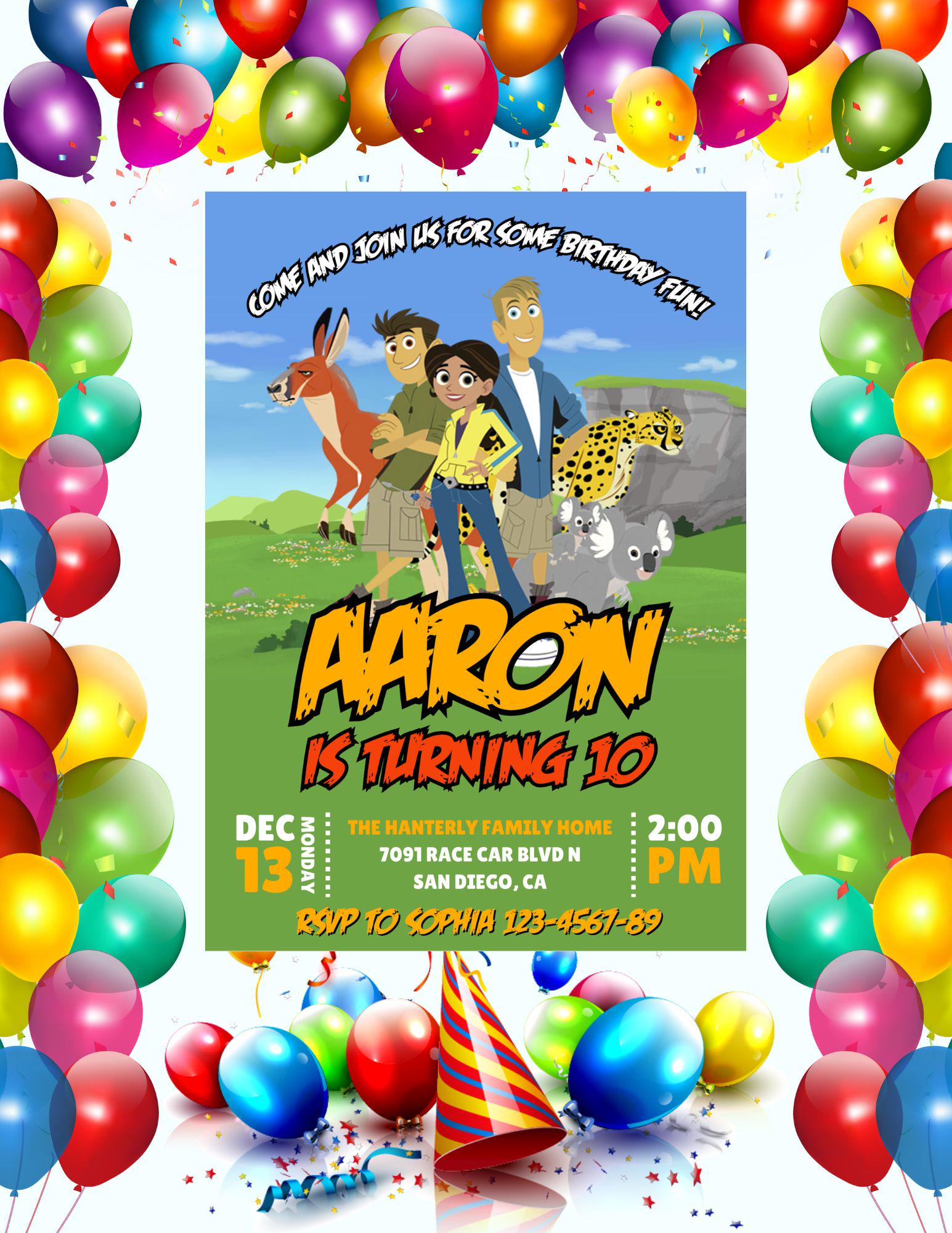 Wild Kratts Birthday Party Invitation, Chris and Martin, PBS Kids - Etsy