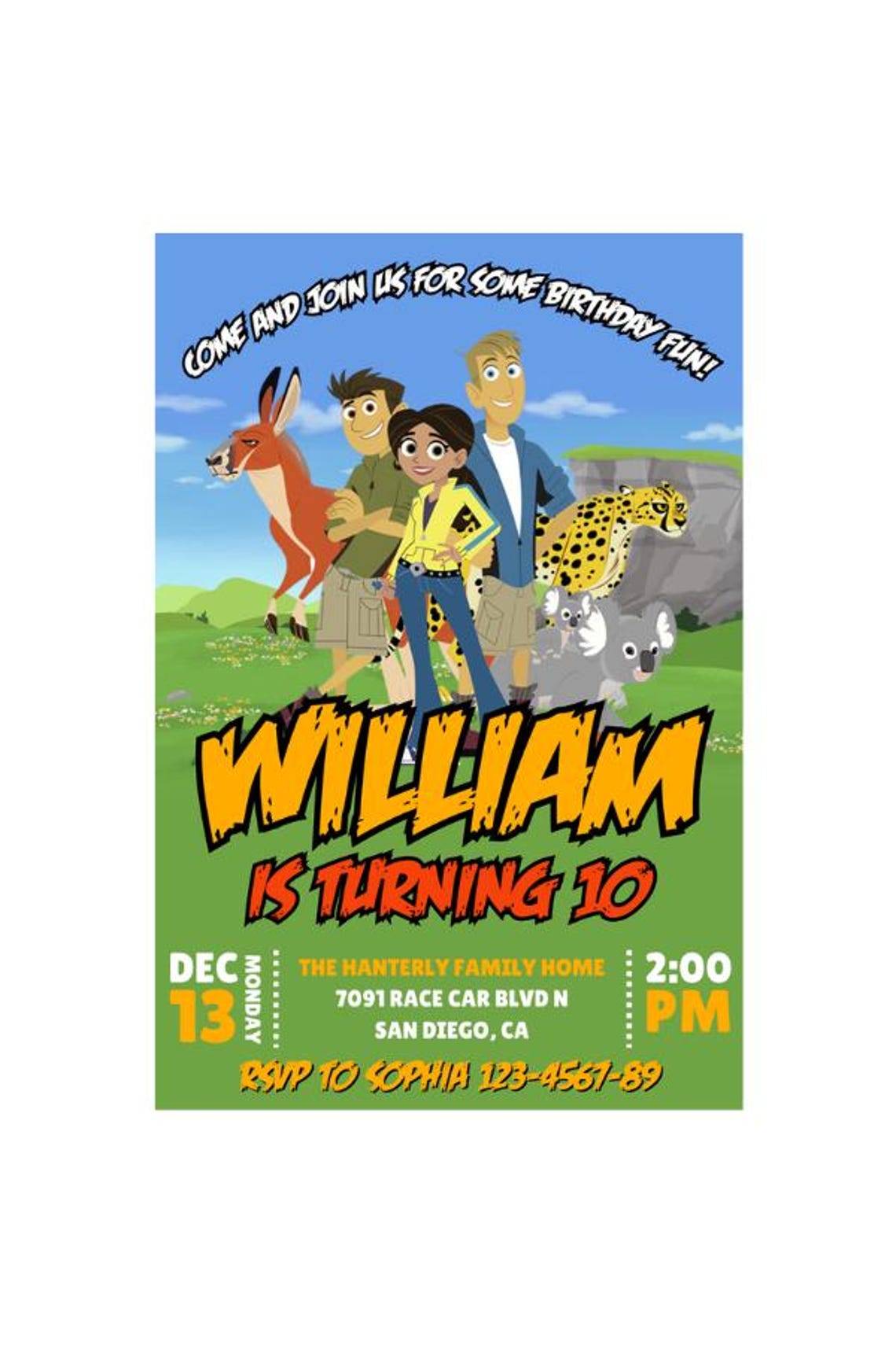 Wild Kratts Birthday Party Invitation, Chris and Martin, PBS Kids - Etsy