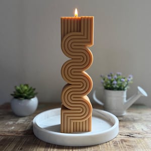 Zig-zag Candle, Curve Candle, Wave Shaped Candle, Wave Pillar Candle, Wavy Aesthetic Candle ...
