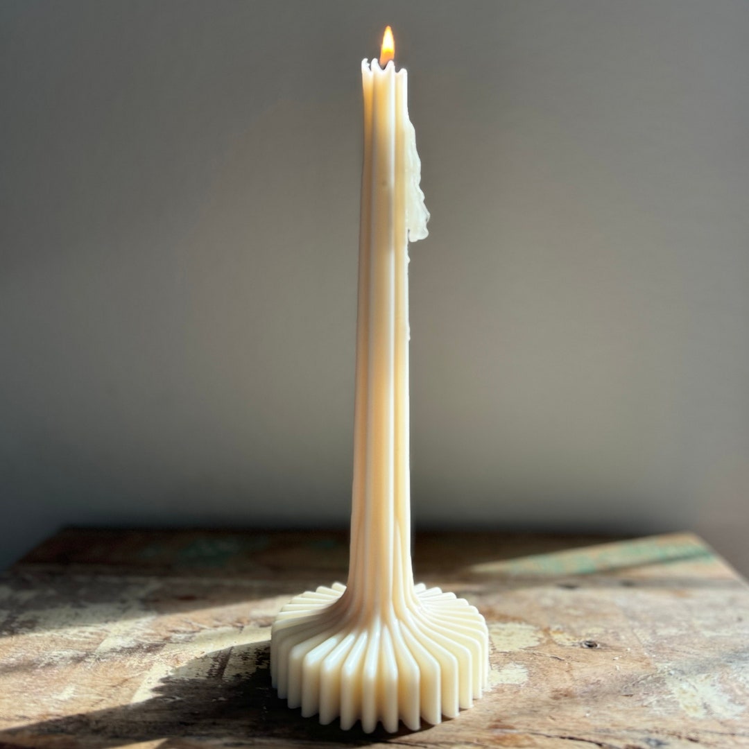 Aesthetic Ribbed Pillar Candle, Ribbed Candle, Handmade, Handcrafted ...