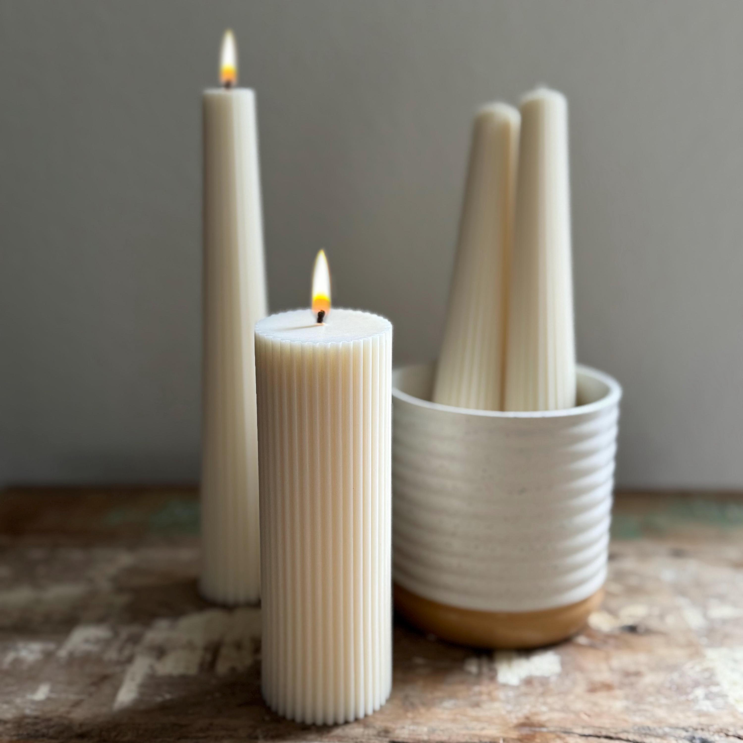 Tall Ribbed Candle, Greko Column Ribbed Candle, Ribbed Pillar Candle ...