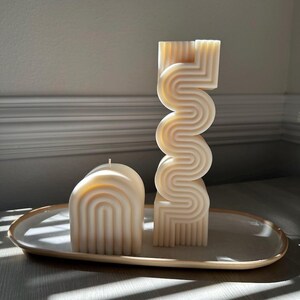 Zig-zag Candle, Curve Candle, Wave Shaped Candle, Wave Pillar Candle, Wavy Aesthetic Candle ...