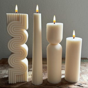 Tall Ribbed Candle, Greko Column Ribbed Candles, Ribbed Pillar Candle ...