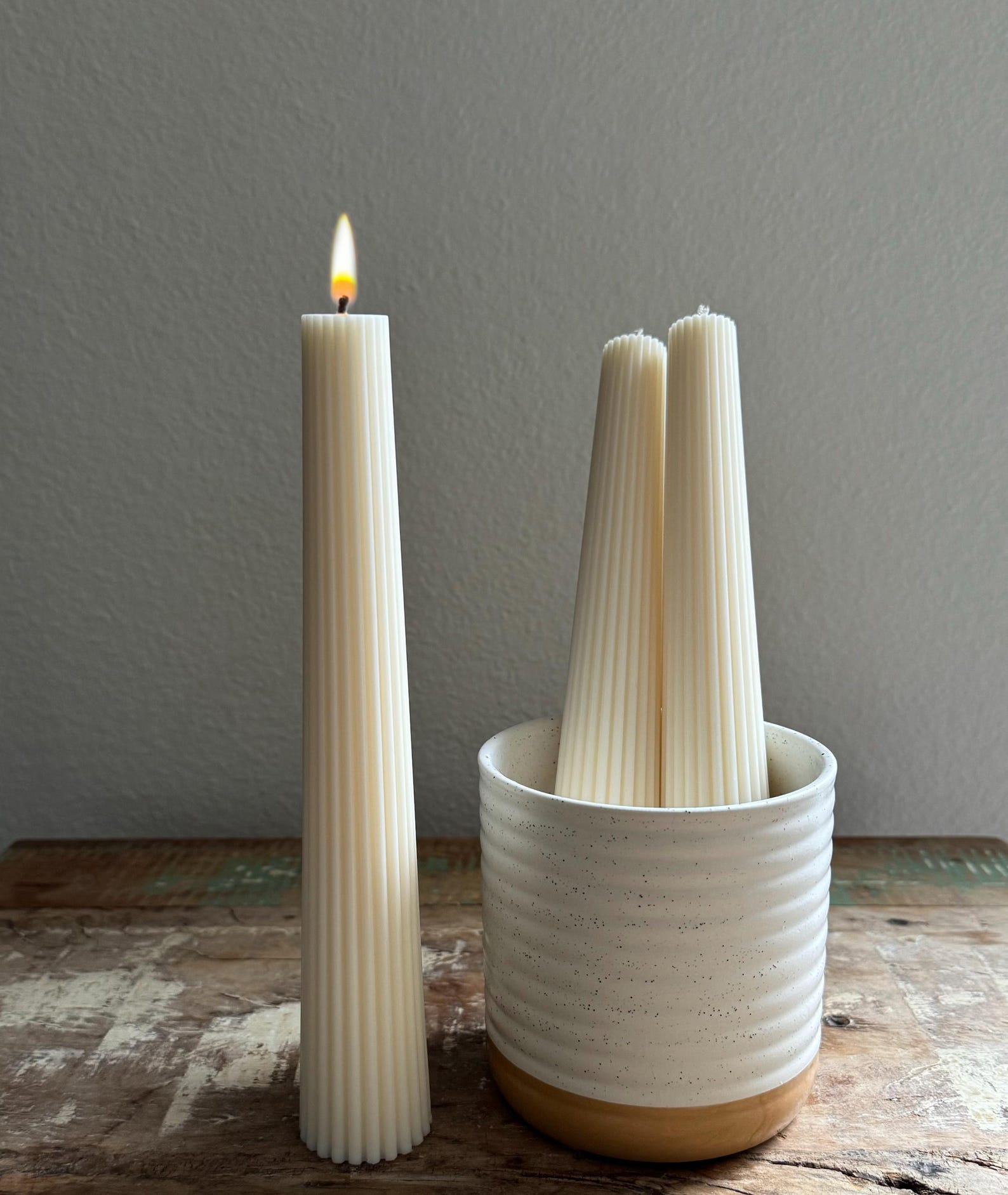 Tall Ribbed Candle, Greko Column Ribbed Candle, Ribbed Pillar Candle ...