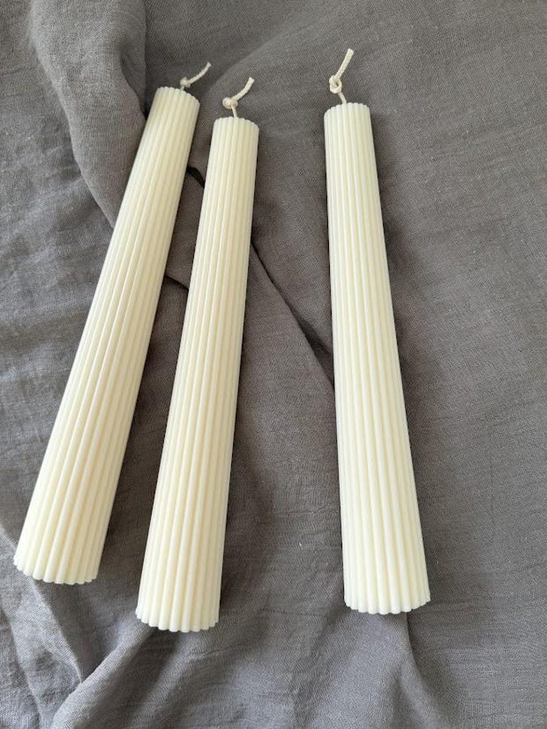 Tall Ribbed Candle, Greko Column Ribbed Candles, Ribbed Pillar Candle ...