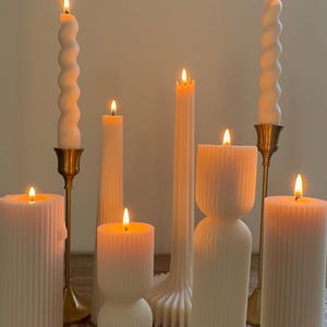 Tall Ribbed Candle, Greko Column Ribbed Candles, Ribbed Pillar Candle ...