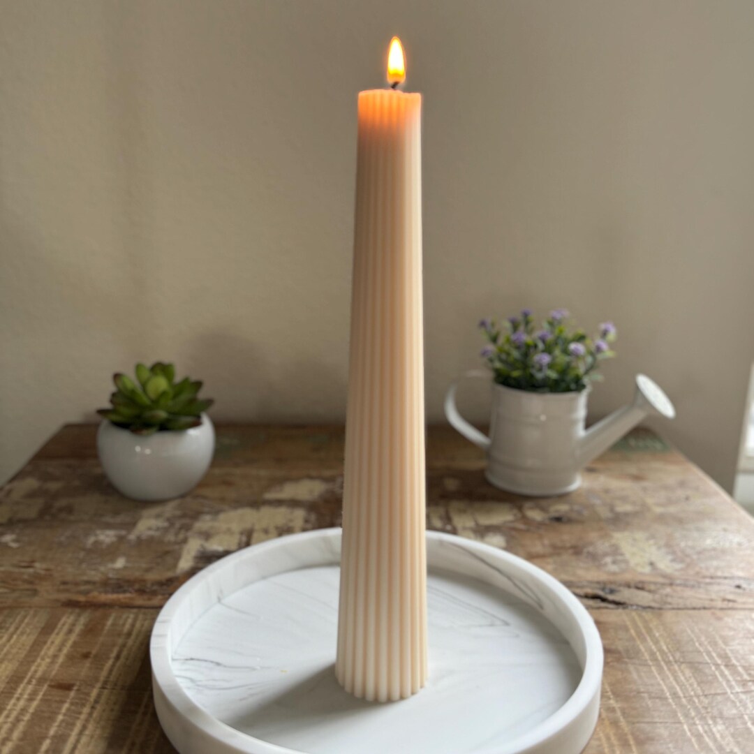 Tall Ribbed Candle, Greko Column Ribbed Candles, Ribbed Pillar Candle ...