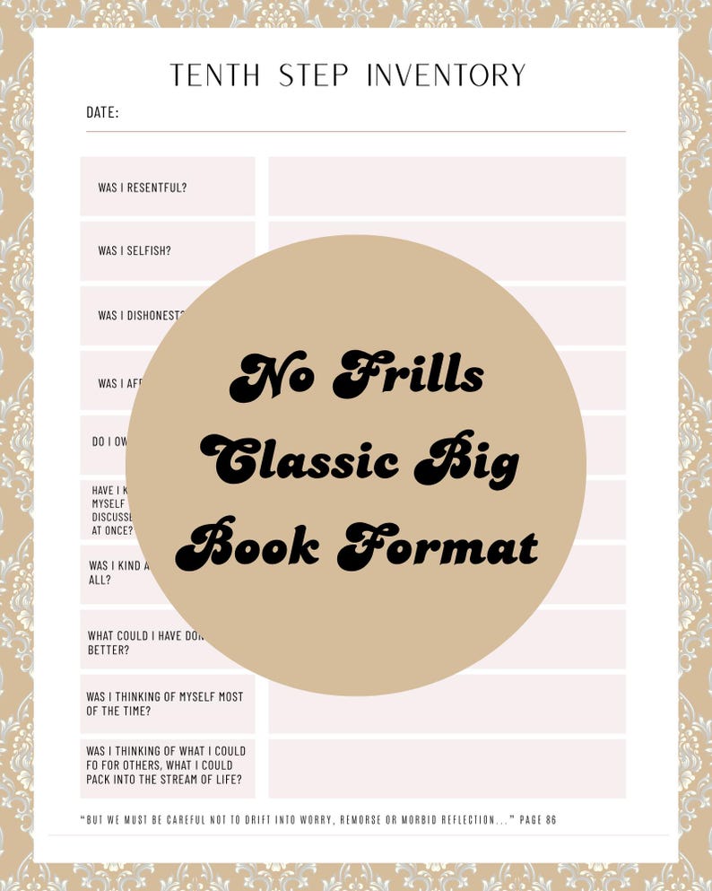 English 10th Step Inventory Worksheet PDF – AA / NA Recovery Daily Log ...