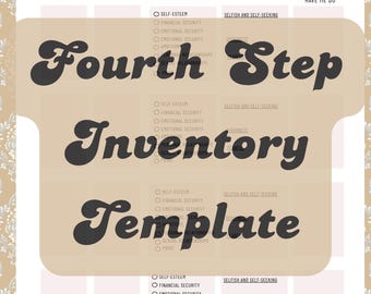 Fourth Step Inventory Worksheet (landscape) | AA Step 4 Printable PDF ...