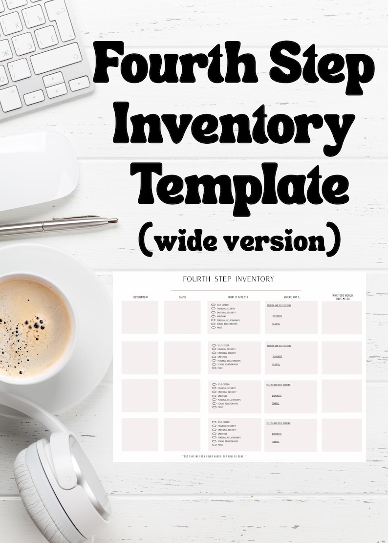 Fourth Step Inventory Worksheet (landscape) | AA Step 4 Printable PDF ...