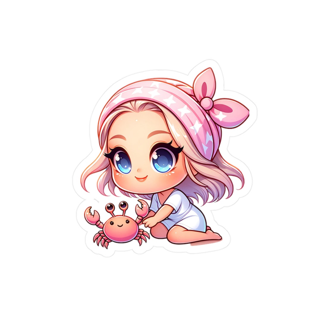 Cute Girl Playing With Crab Cancer Sign - Etsy