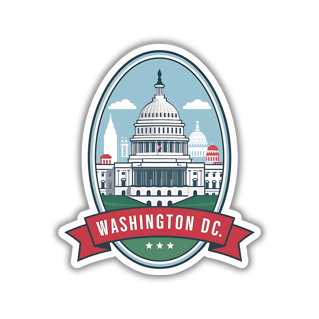Sticker, Washington D.C. Capitol Building, Elegant Oval Decal Featuring ...