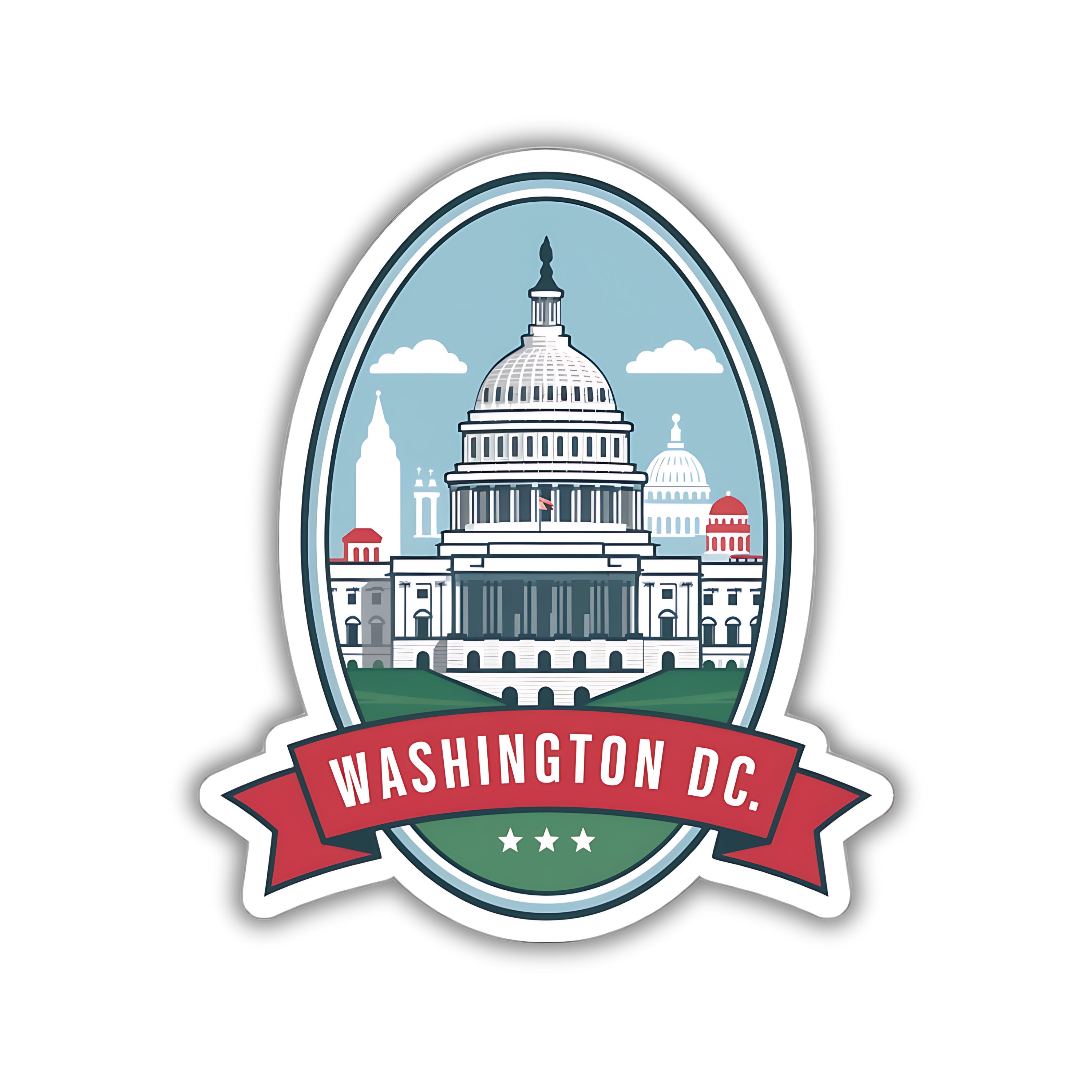 Sticker, Washington D.C. Capitol Building, Elegant Oval Decal Featuring ...
