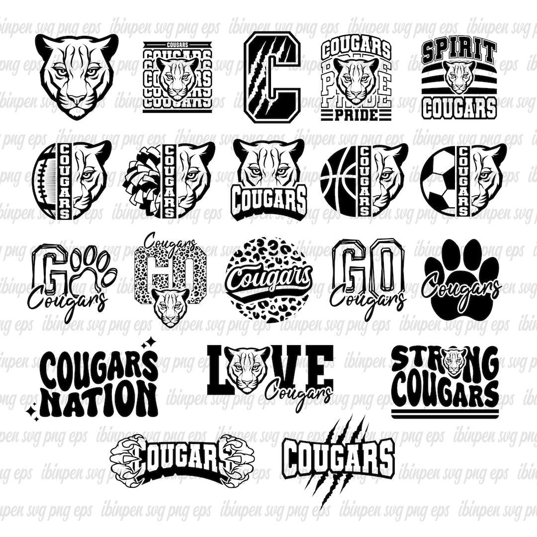 Cougars SVG, 20 Cougars SVG Bundle, Cougars Cutfile, Cricut, Mascot ...