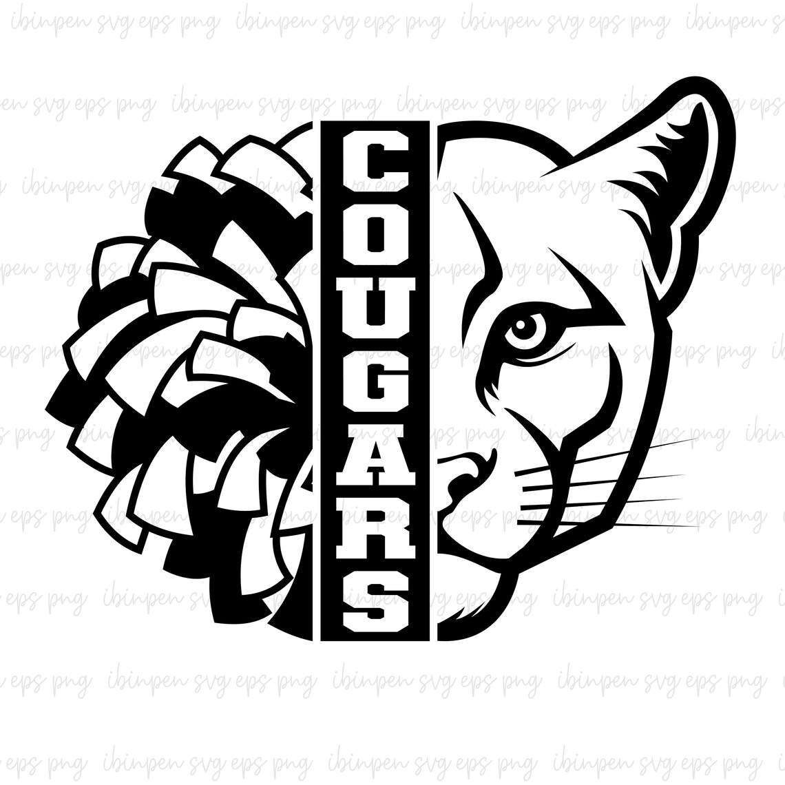 Cougars SVG, Cougars Pom Pom SVG, Cougars Head Silhouette Svg, Cougars ...
