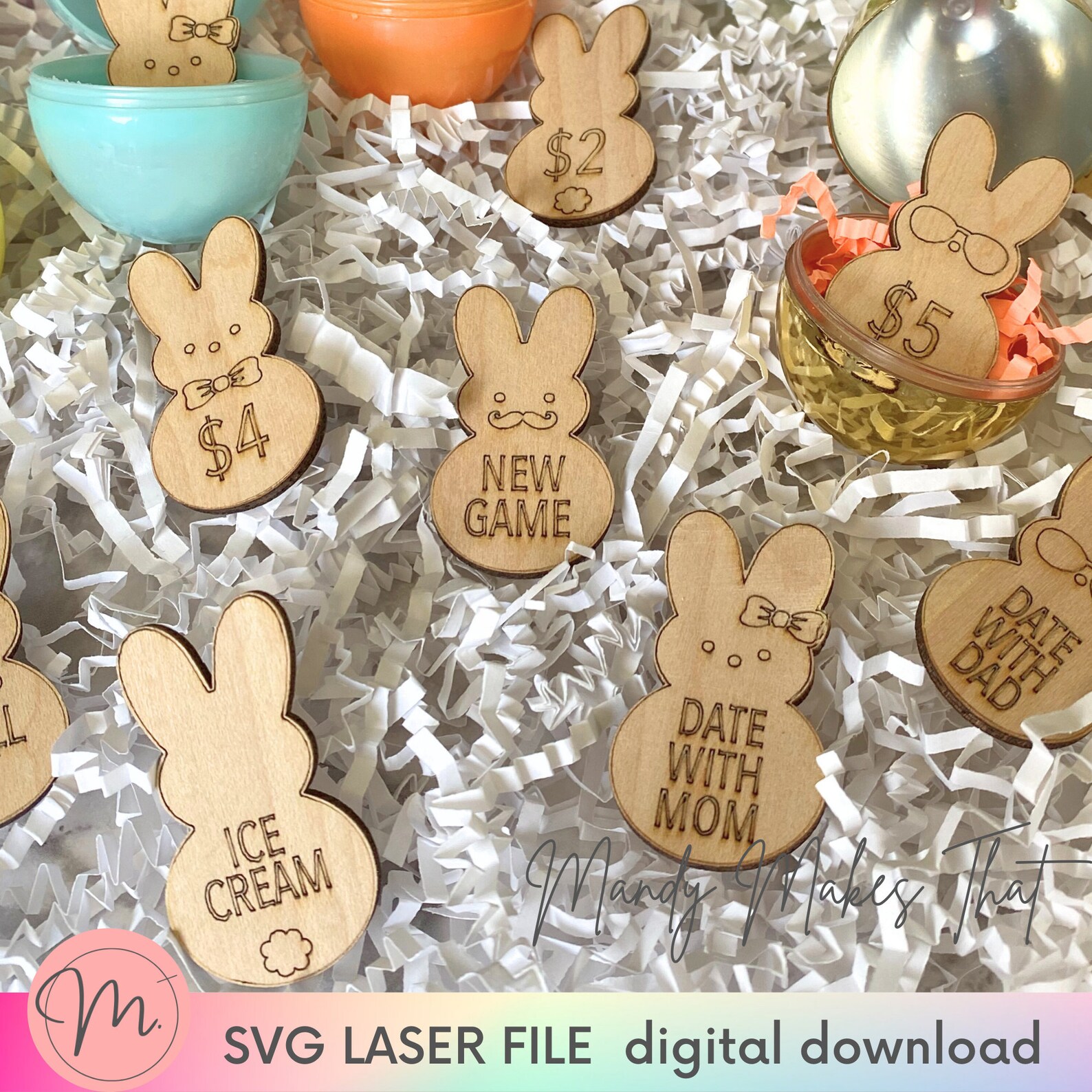 Easter Tokens SVG, Easter Laser File, Easter Cut File, Easter Hunt ...