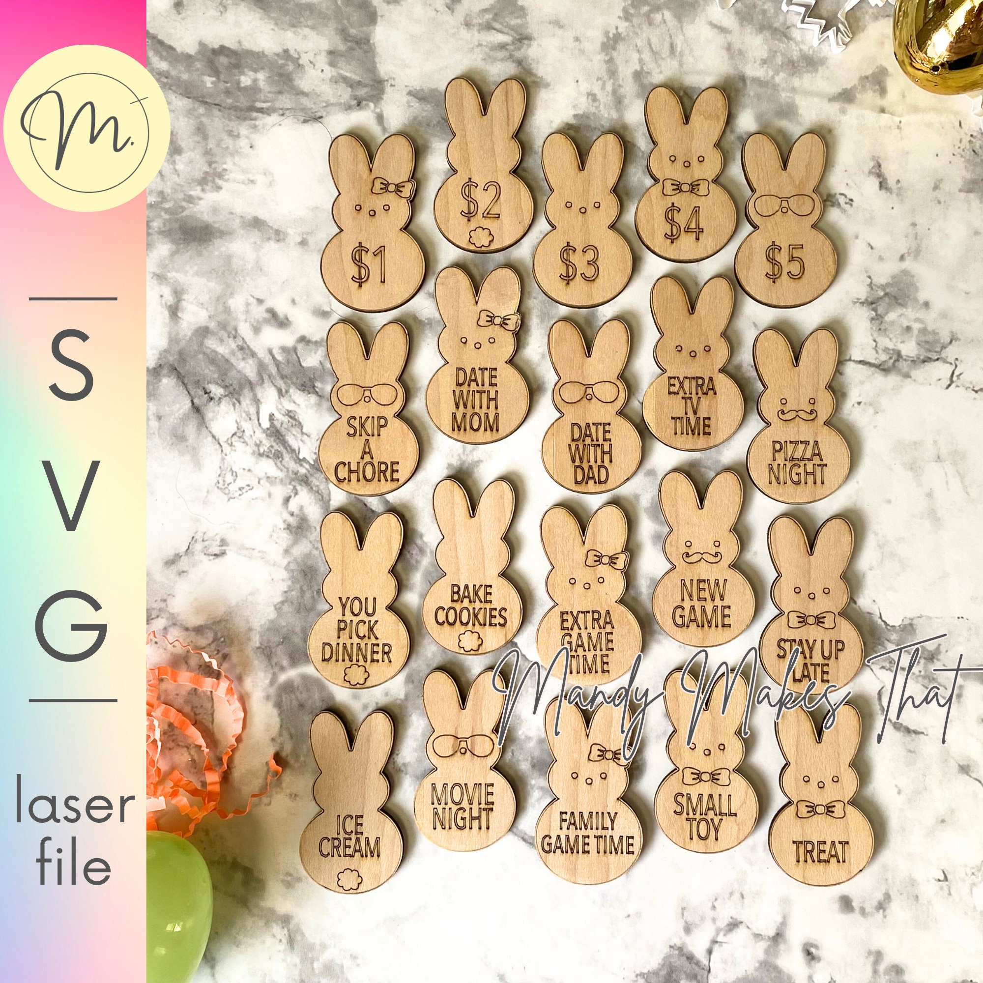 Easter Tokens SVG, Easter Laser File, Easter Cut File, Easter Hunt ...