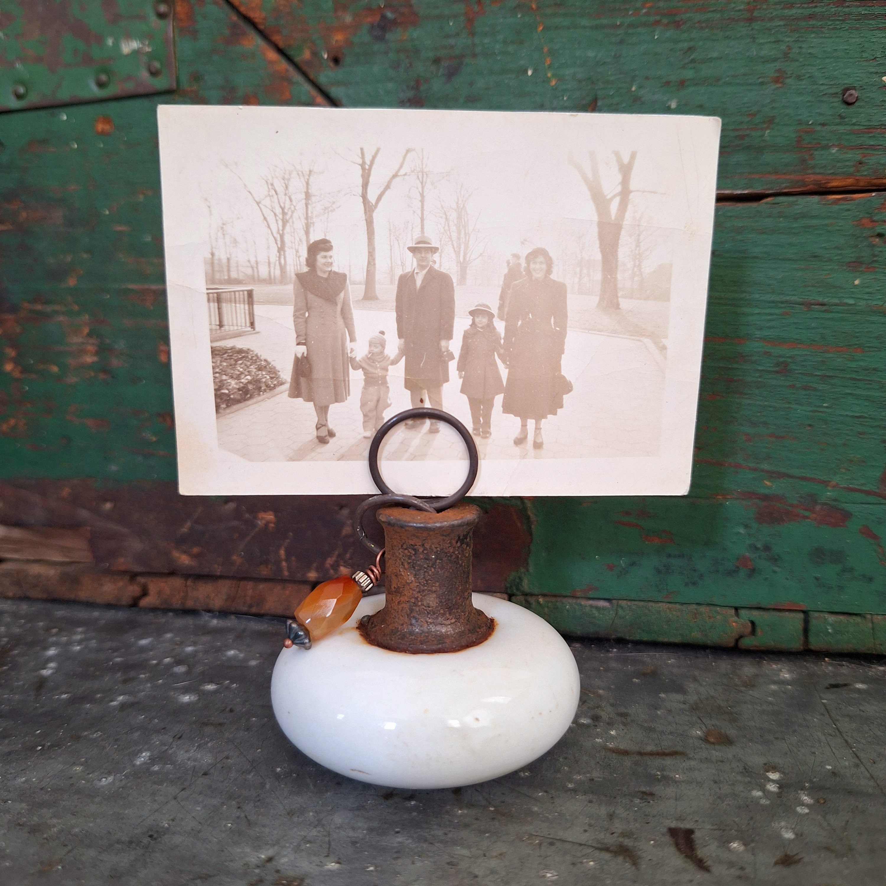 Antique Salvage Doorknob Photo Table Number Memento Holder Display ...