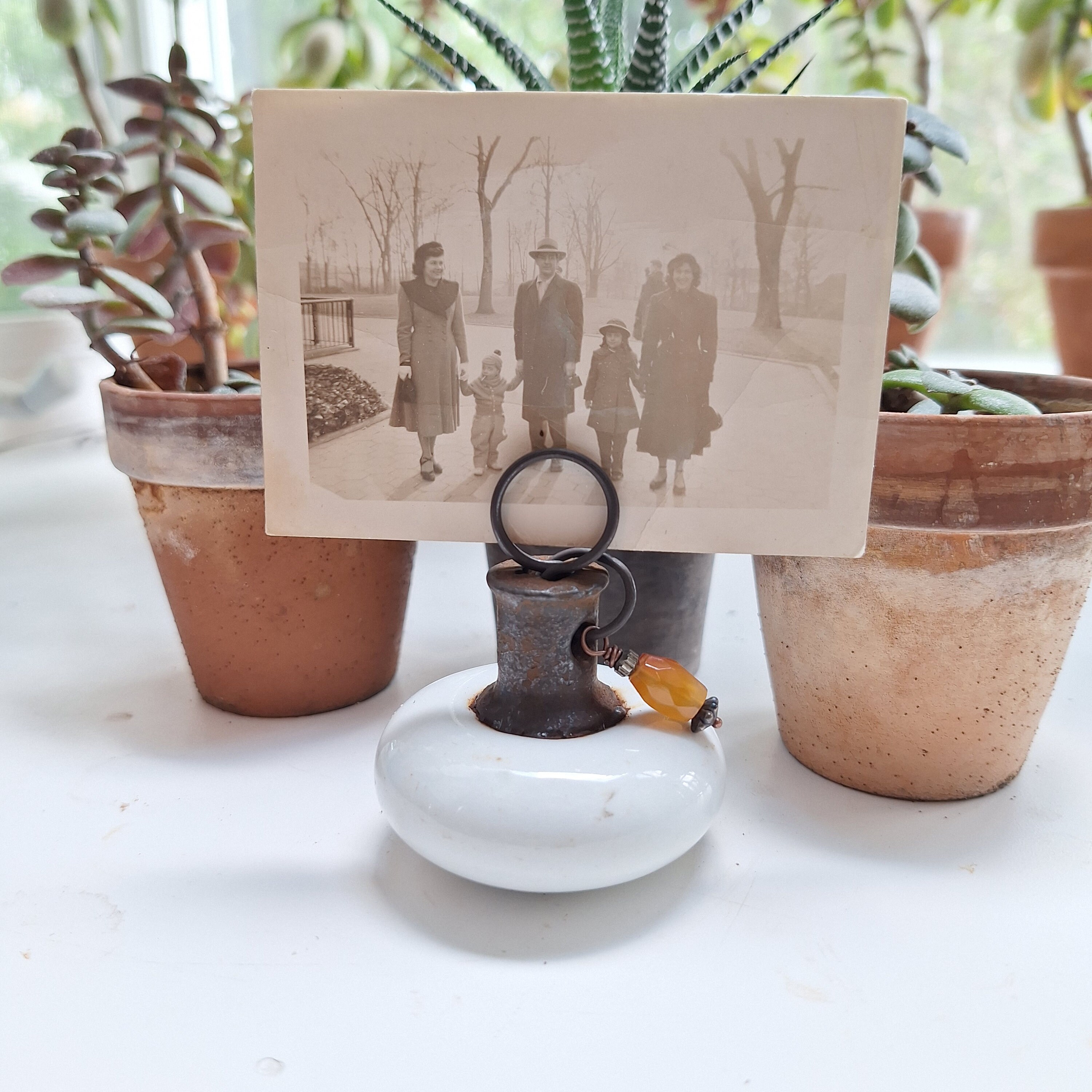 Antique Salvage Doorknob Photo Table Number Memento Holder Display ...