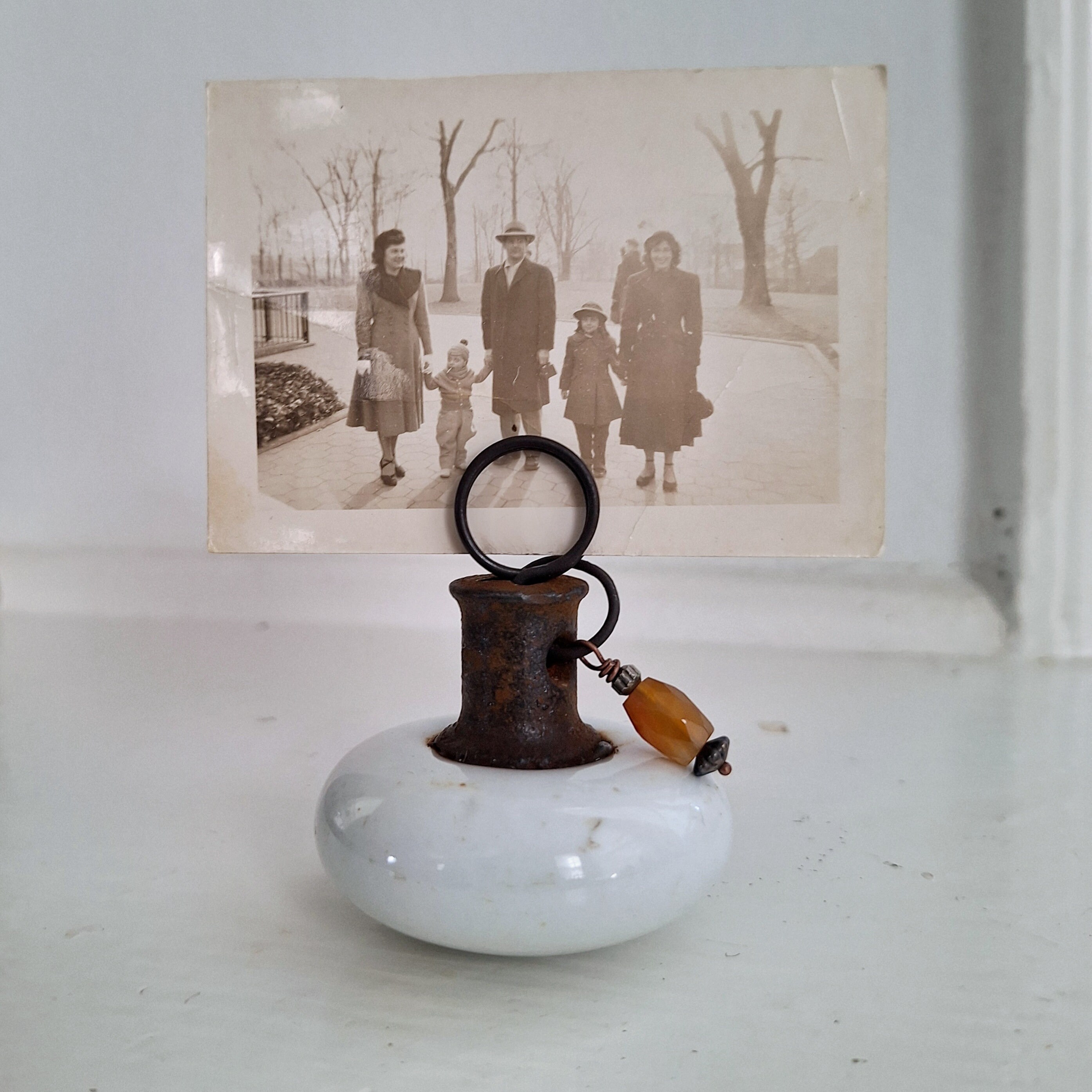 Antique Salvage Doorknob Photo Table Number Memento Holder Display ...