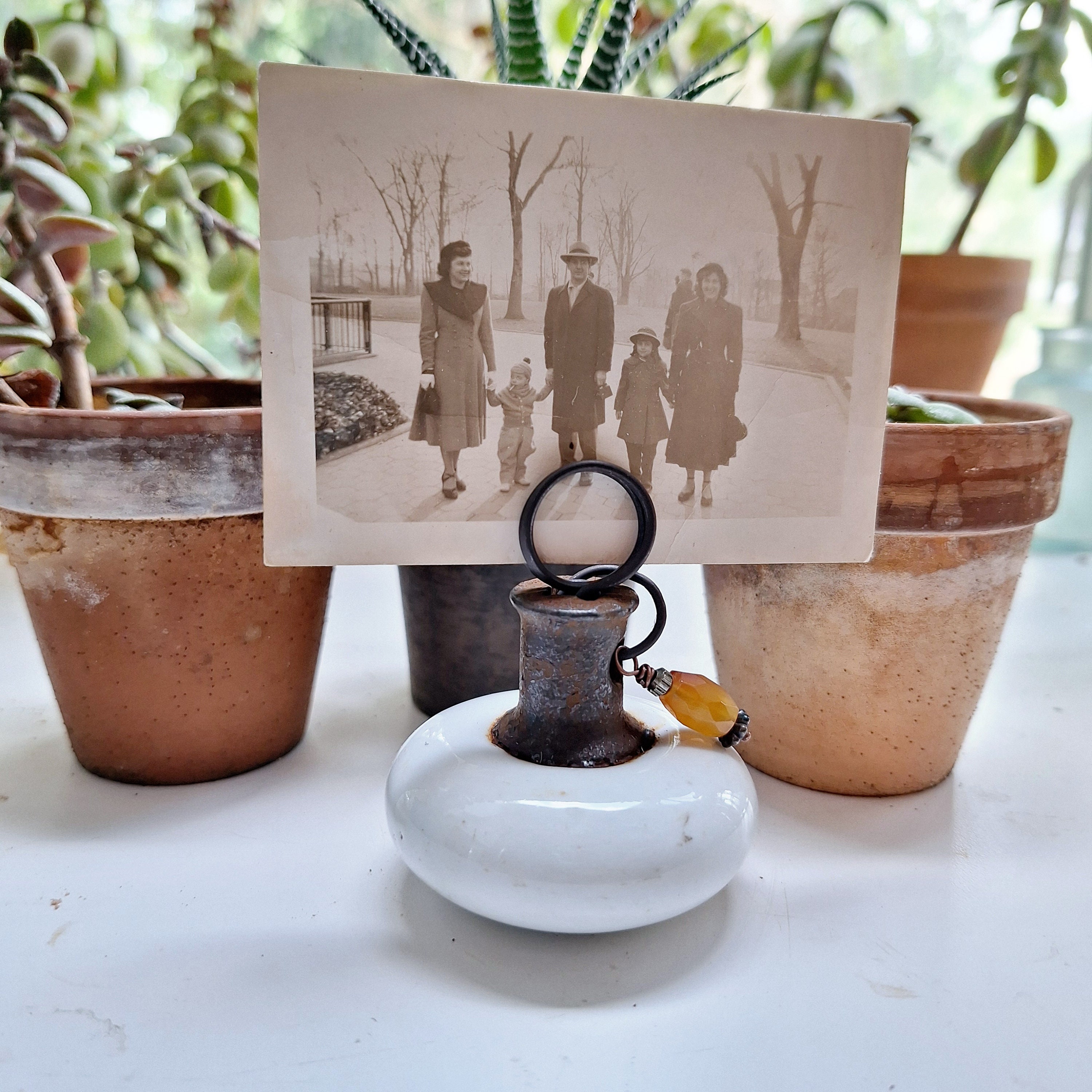 Antique Salvage Doorknob Photo Table Number Memento Holder Display ...