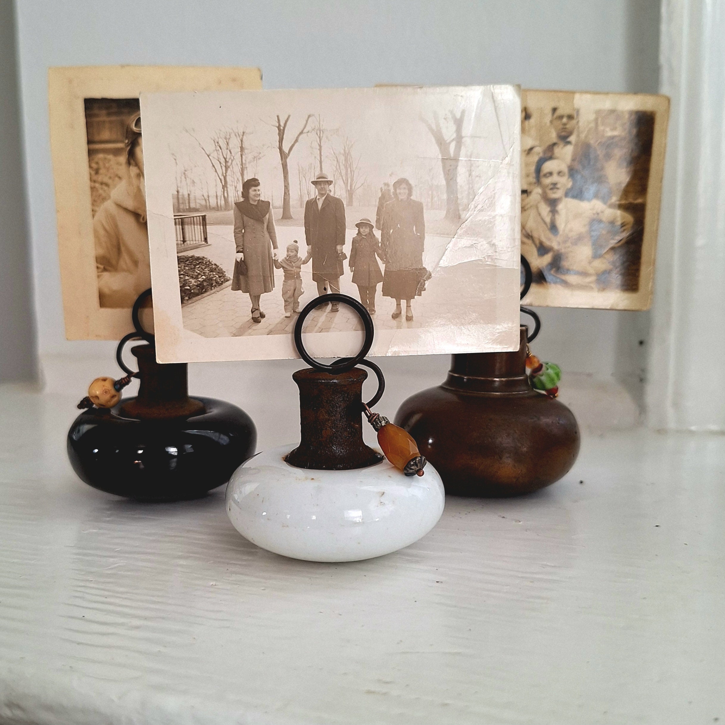 Antique Salvage Doorknob Photo Table Number Memento Holder Display ...